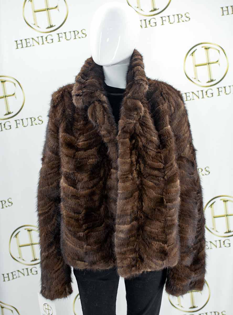 Mink Fur Jacket with Straight Sleeves & Notch Collar – Henig Furs