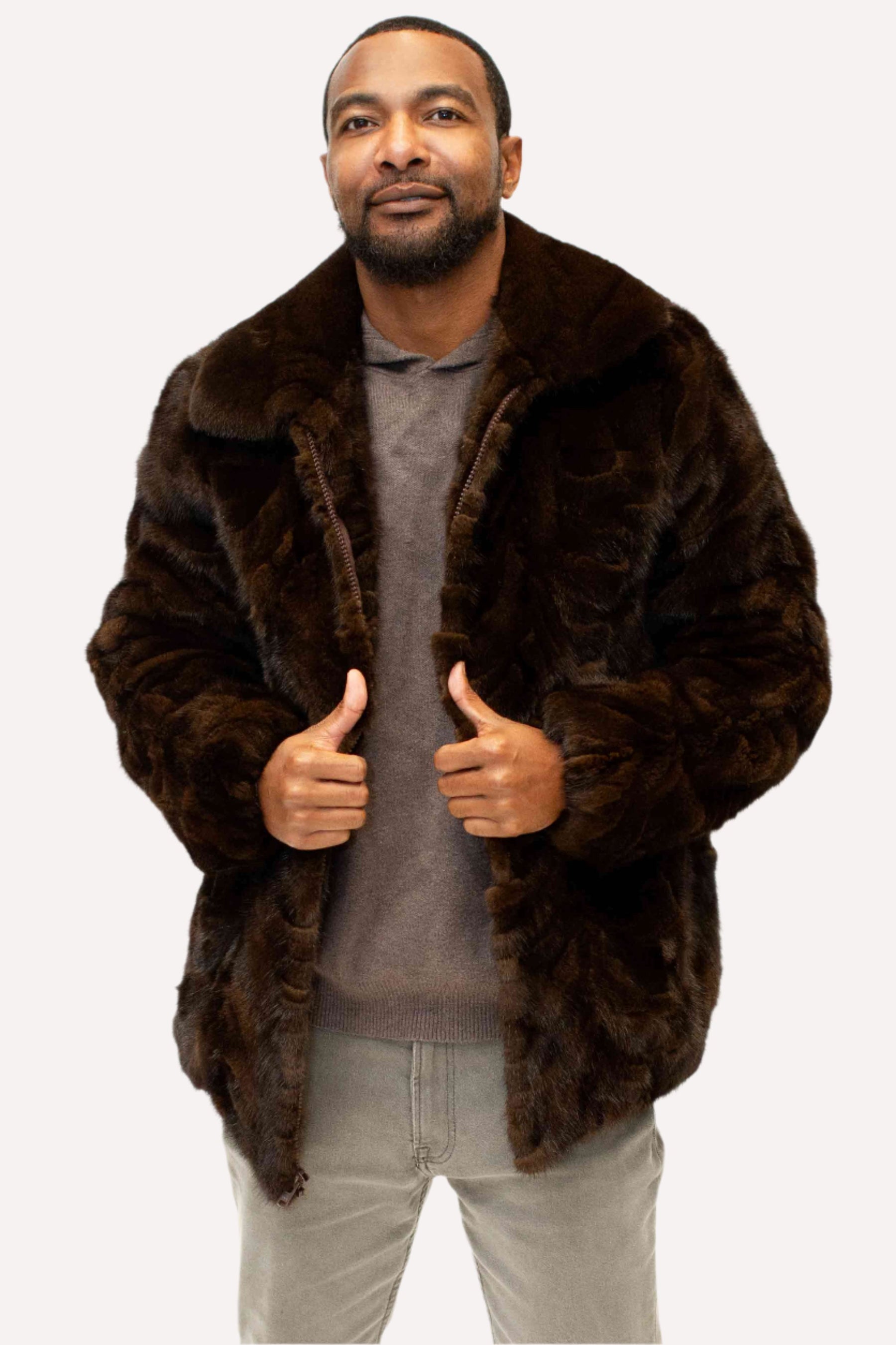 Men's Sectioned Mink Fur Bomber Jacket – Henig Furs