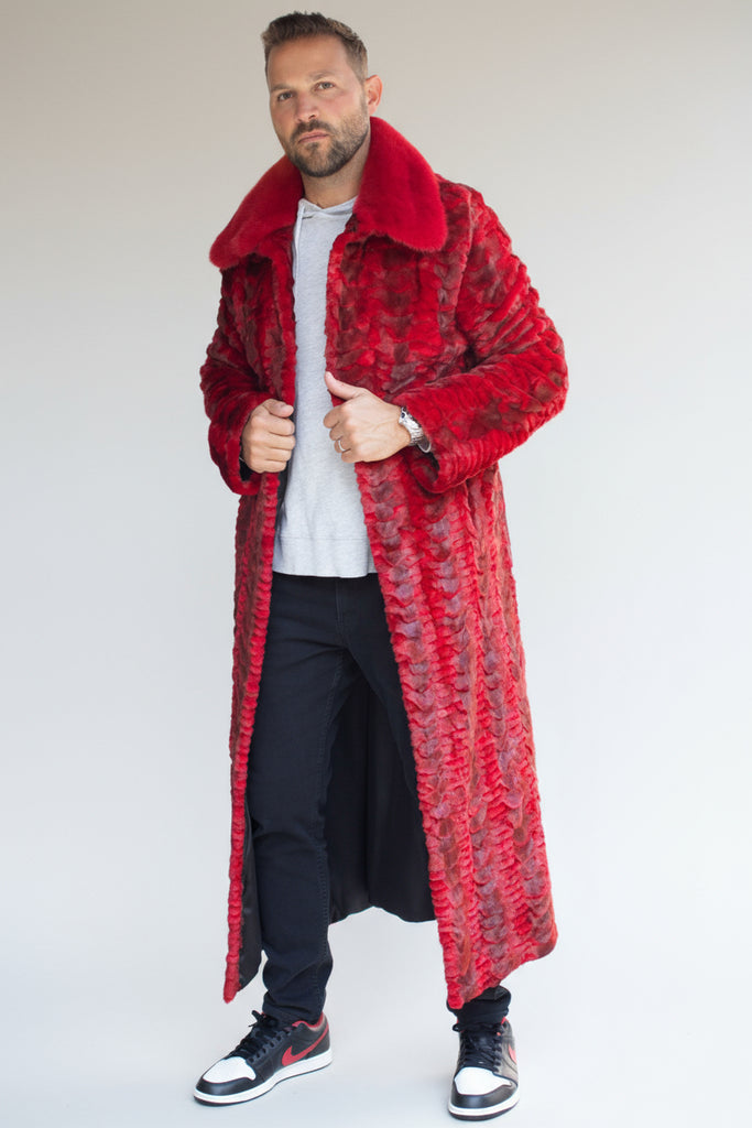 Men's Full Length Mink Fur Coat with Mink Fur Collar – Henig Furs